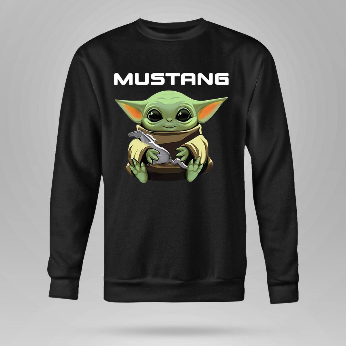 Baby Yoda Hugs Mustang Car Logo Star Wars Sweatshirt - Wenigos